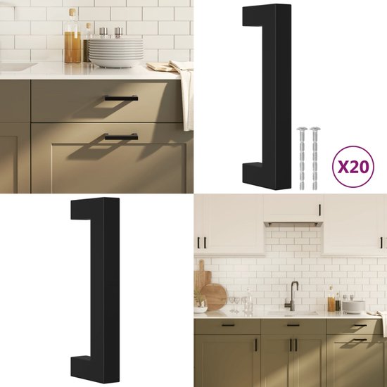 vidaXL Handvatten 20 st 96 mm roestvrij staal zwart - Handvat ...