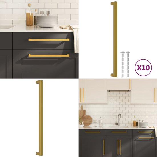 vidaXL Handvatten 10 st 320 mm roestvrij staal goudkleurig - Handvat ...