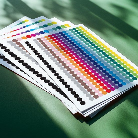 Stippen Stickers Gekleurd - 16 kleuren - 5 A4 Stickervellen - Label ...