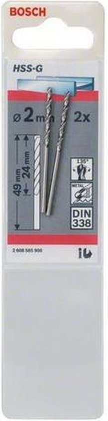Bosch Metaalboor HSS-G diameter 2mm blister van 2 boren | bol.com
