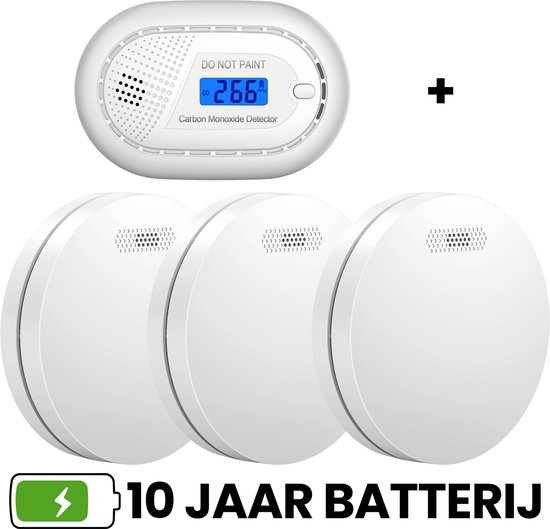 Aroha Safety Pro brandpreventieset - 3 Rookmelders & 1 CO melder - 10 ...