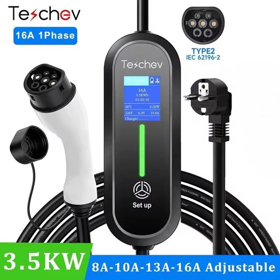 Tesch-EV Mobiele Thuislader | Auto lader | Elektrische Auto 3.5kW ...