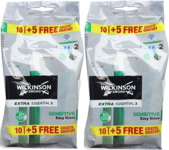 Wilkinson - Wegwerpscheermesjes - Extra Essential 2 - 15st x 2 | bol