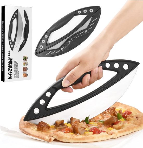 Large Pizza Cutter with Protective Cover - 29 cm Stainless Steel with 6 ...