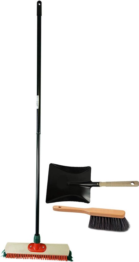 High Low Street Bezem met telescopische steel Schraper Veegset Stoffer ...