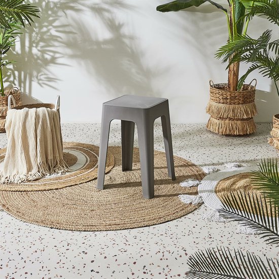 Home Deco Factory zit krukje/stoel - grijs - D34 x H47 cm - Stapelbaar ...