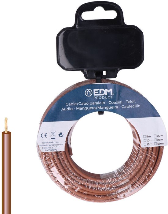 Single-line elektrische kabel EDM 28584 Bruin 20 m h07z1-k | bol