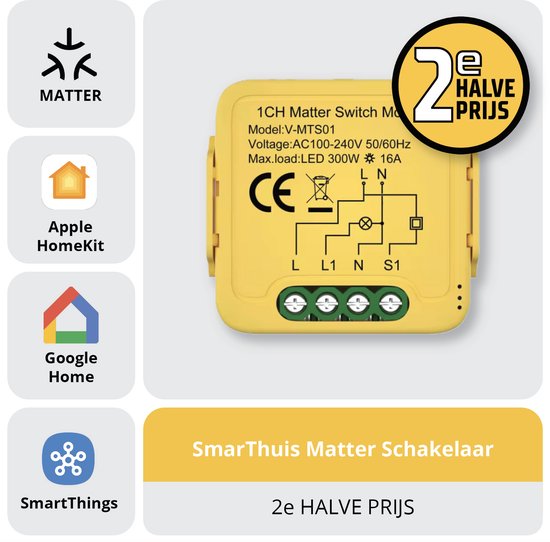SmarThuis Matter - Light Switch Module - Slimme Schakelaar - Compatibel ...