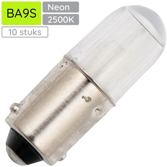Signaallamp Ba9s 130V - 10 stuks - T10 Neonlamp Ø10mm - 28mm - 2500K ...