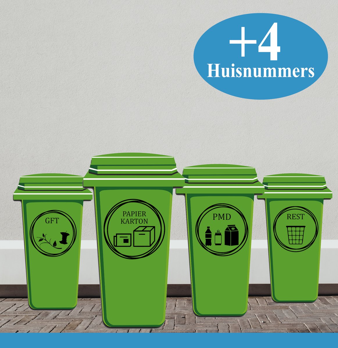 Kliko / Container Stickers | GFT, Rest, Papier, PMD | Huisnummer | 8 ...