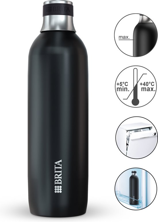 BRITA SodaTRIO RVS Fles – Zwart – Groot – 1-Pack | bol