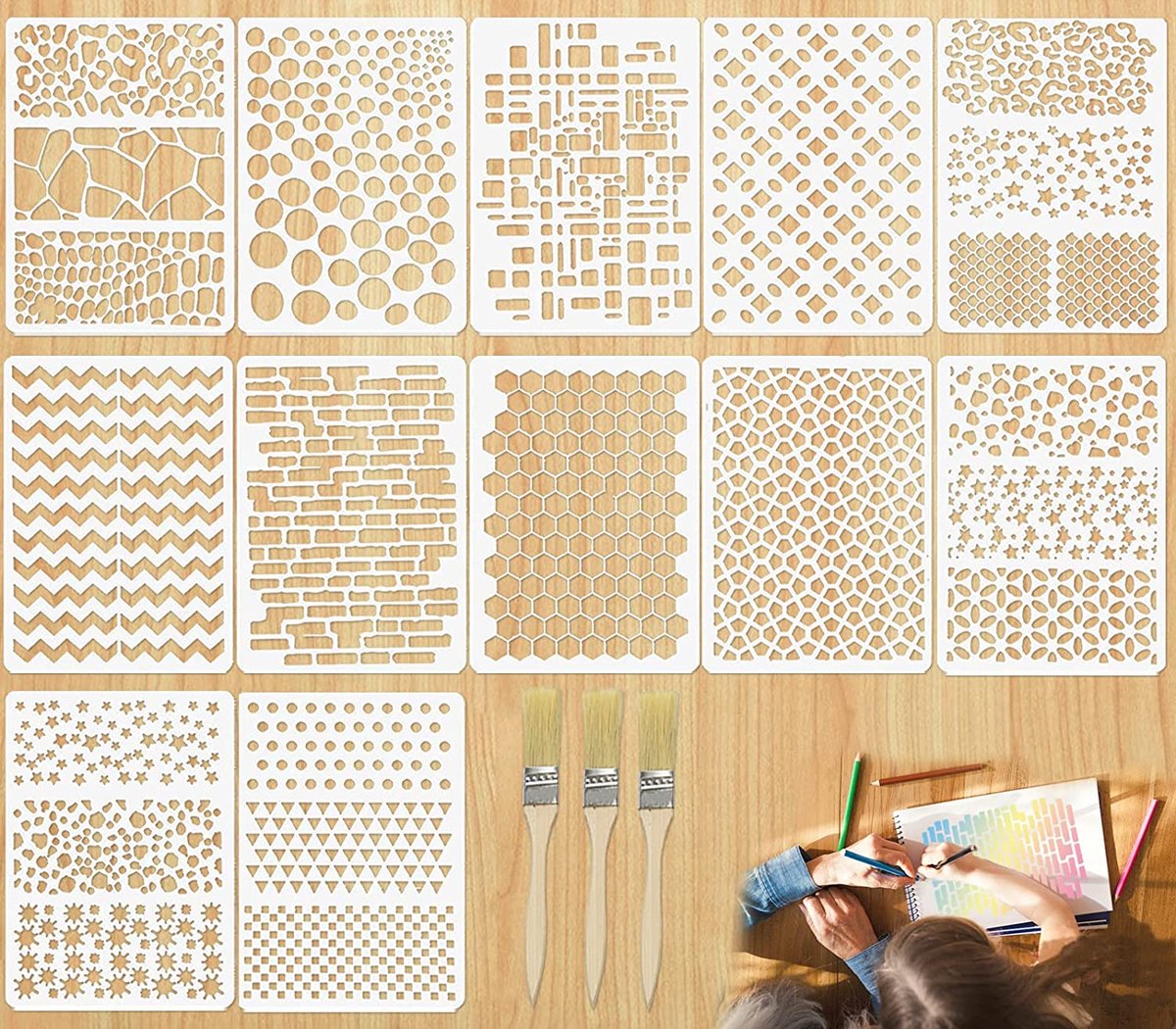 12 herbruikbare sjablonen, set tekensjablonen, textielontwerp voor ...