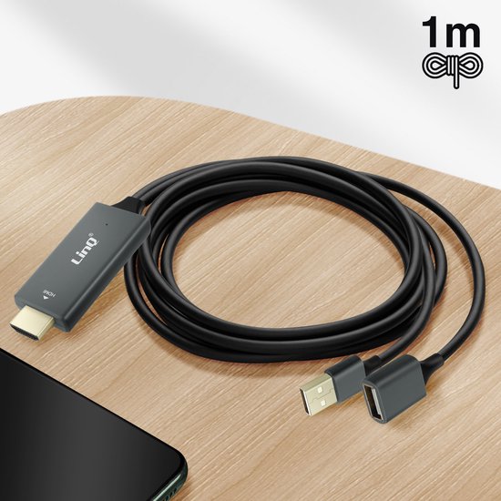HDMI-adapter+1x USB Mannelijk en 1x USB Vrouwelijk LinQ Connector | bol