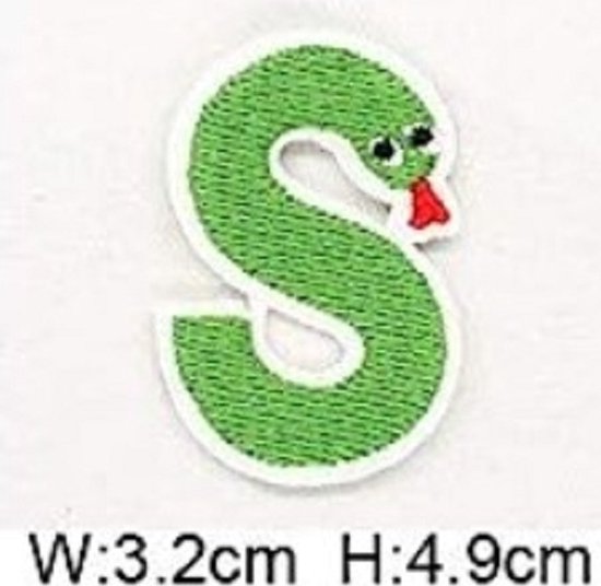 Strijk Embleem Alfabet Patch - Letter S - Dieren - 3,2 x 4,9 cm ...