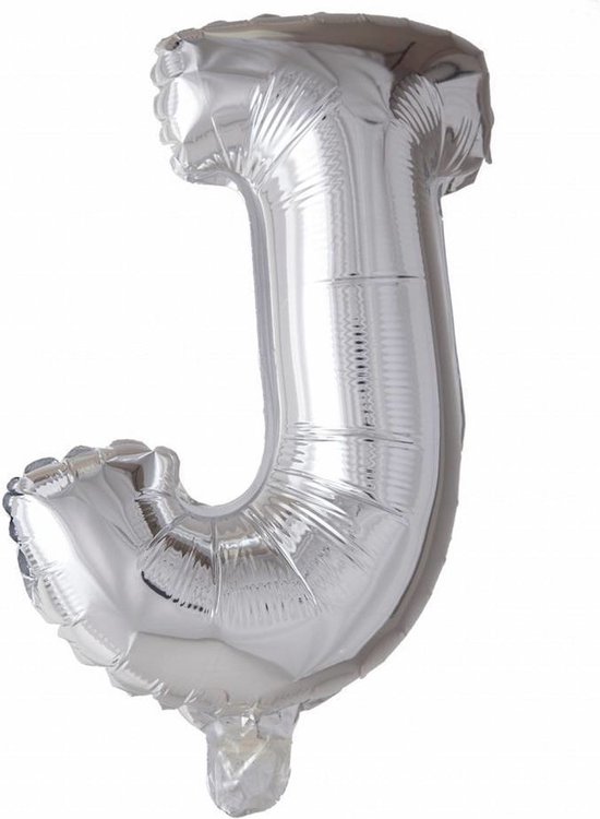 Folie Ballon Letter J Zilver 41cm met Rietje | bol.com