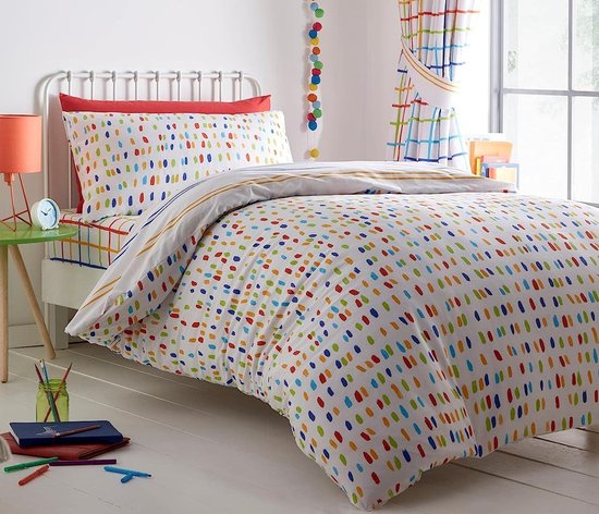 1-persoons kinder dekbedovertrek (dekbed hoes) “doodle” wit met ...