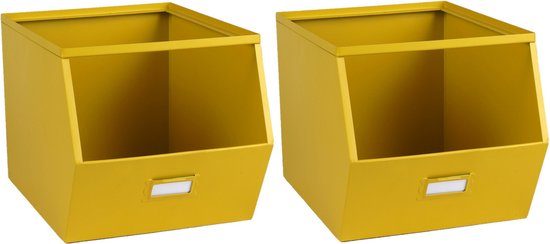 Urban Living Stapelbare opbergmand - 4x - Open Metal Box - 23 x 32 x 21 ...