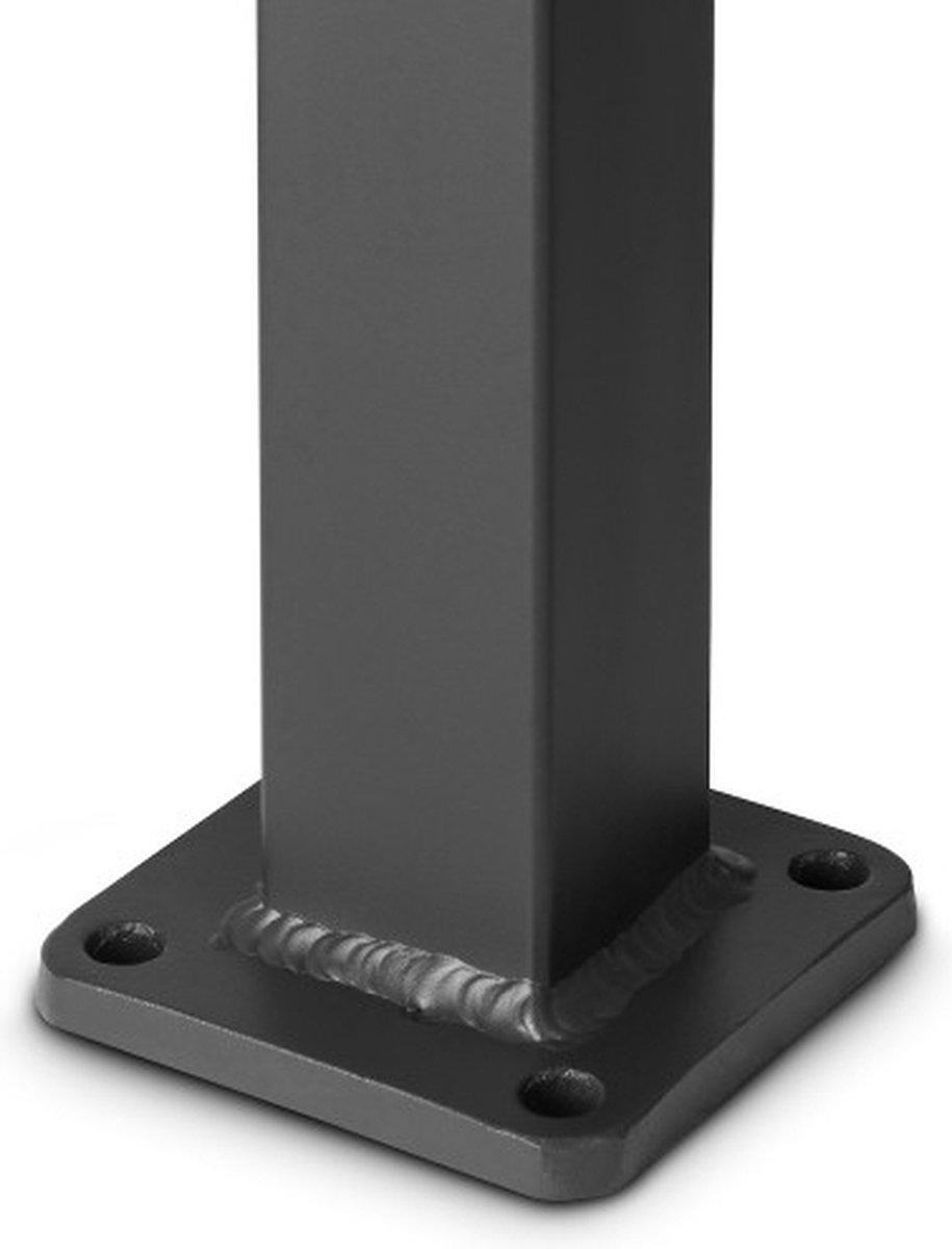 Aluminium paal - H86,5 cm - Op voetplaat - Met kap - Zwart | bol