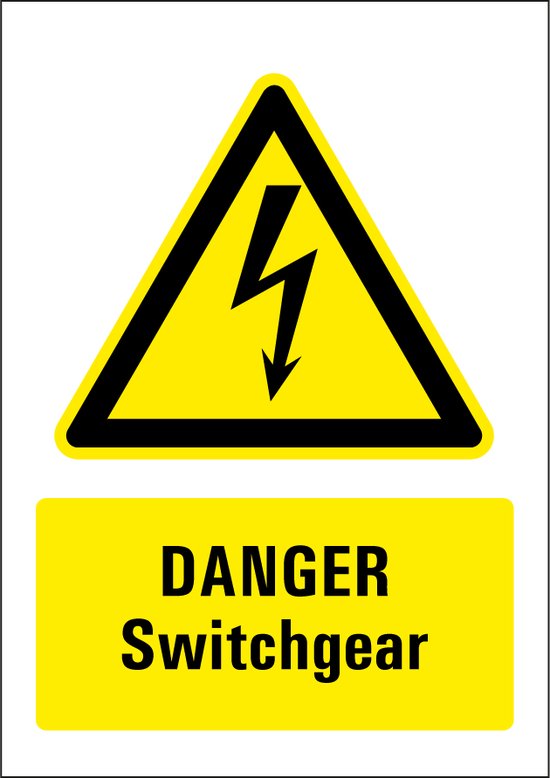 Danger switchgear sticker 210 x 297 mm | bol.com
