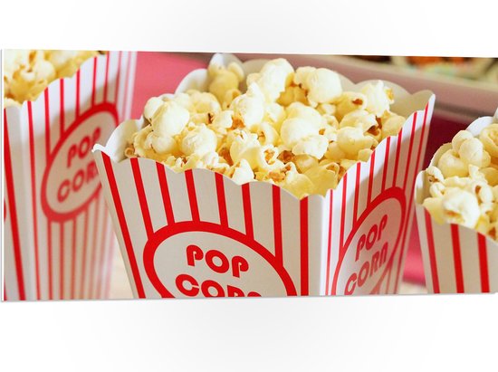 PVC Schuimplaat- Popcorn in Rood - Wit Bakje - 100x50 cm Foto op PVC ...