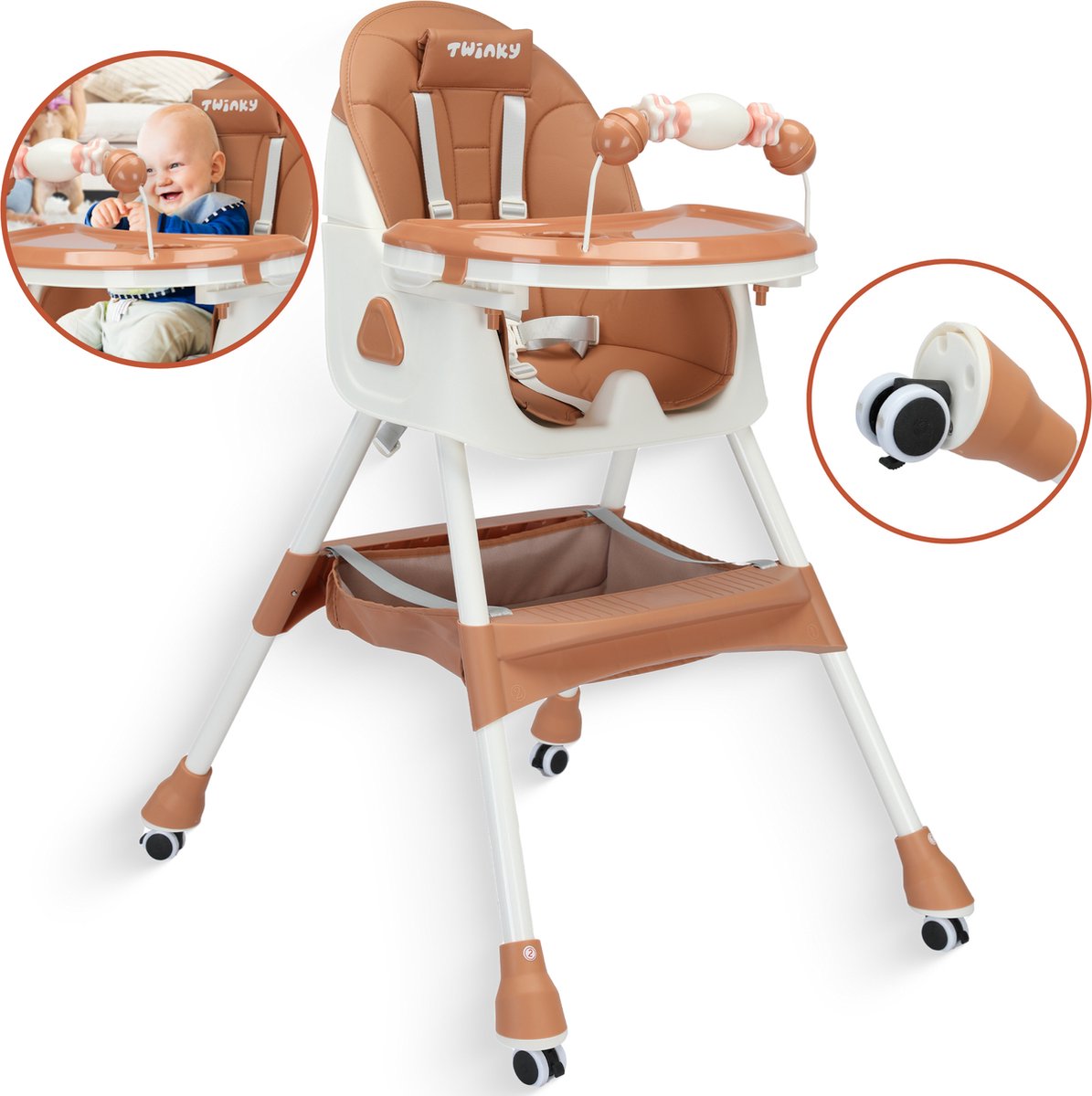 Twinky® Kinderstoel MAXI – 2-in-1 Kinderwagen Set – Bruin – Inklapbare ...