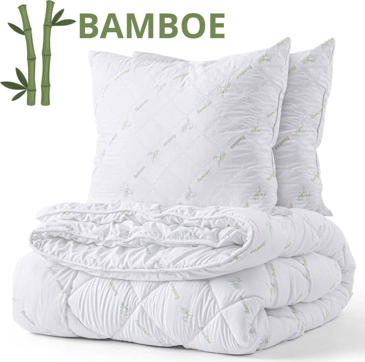 Droomtextiel Bamboe Dekbed + 1 Bamboe Hoofdkussen - Eenpersoons 140x220 ...