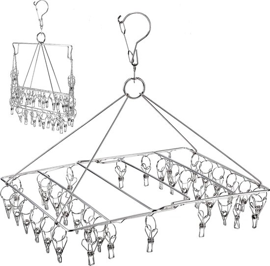 36 Clips Kleding Droogrek Opvouwbaar RVS Ruimtebesparend Droogrek voor ...