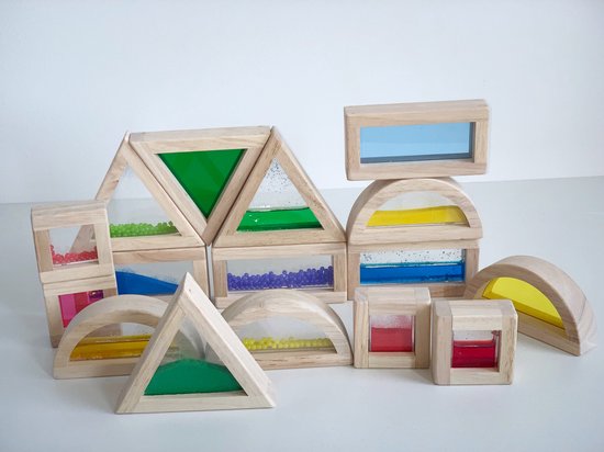 Q-Living Sensorische Blokken - Montessori Speelgoed 16 Stuks - Hout ...