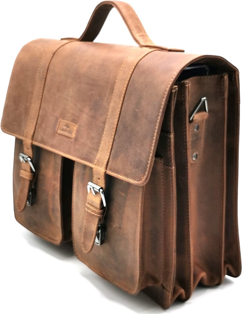LandLeder - Aktetas OLD SCHOOL - Vintage Leder - Rustiek - Geschikt ...