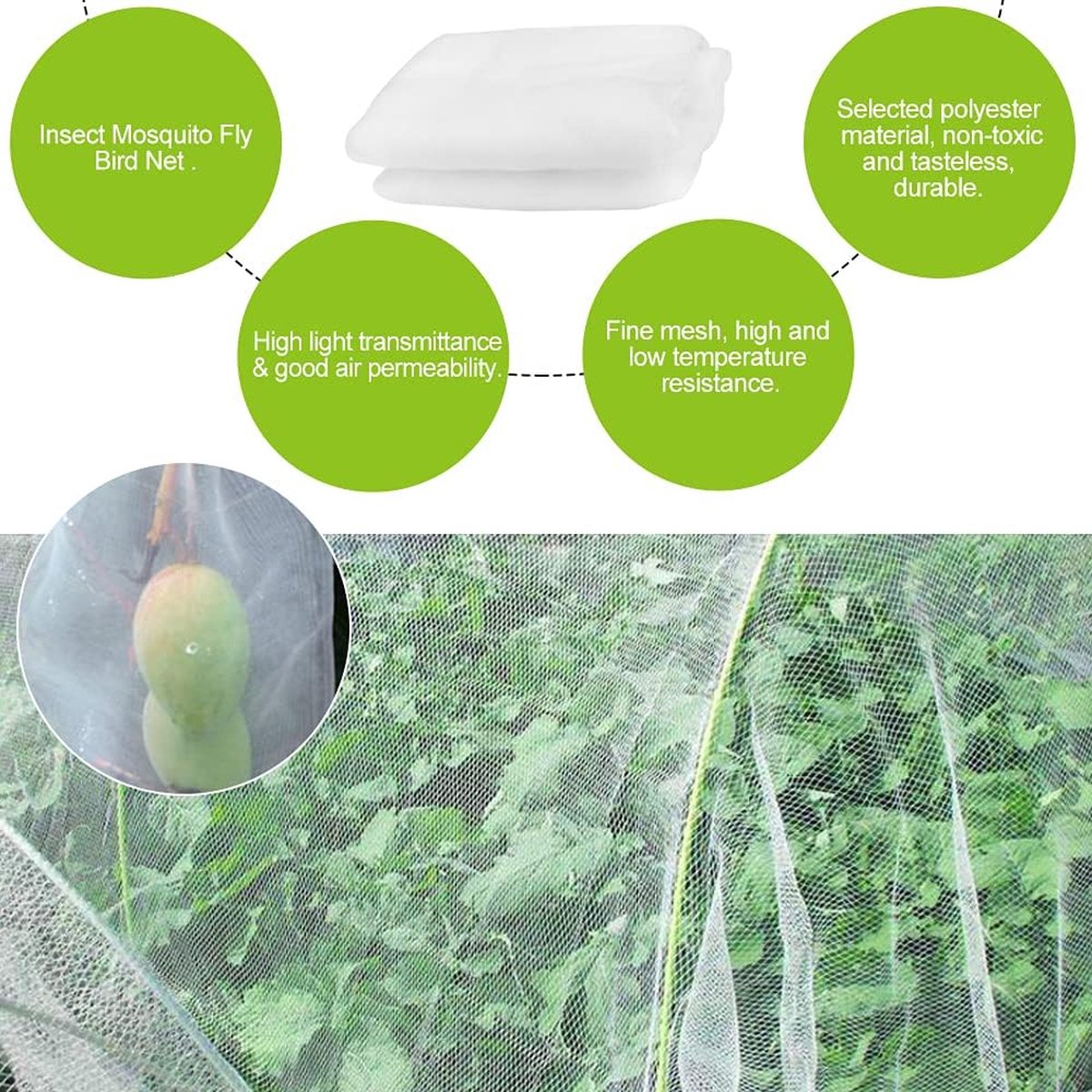 ANTHYTA Filet anti-insectes, filet de jardin, 3 x 4 m, filet de ...