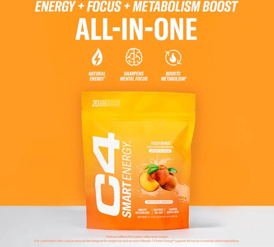 Cellucor C4 Smart Energy Powder Pre Workout - Sportdrank Mango - Energy ...