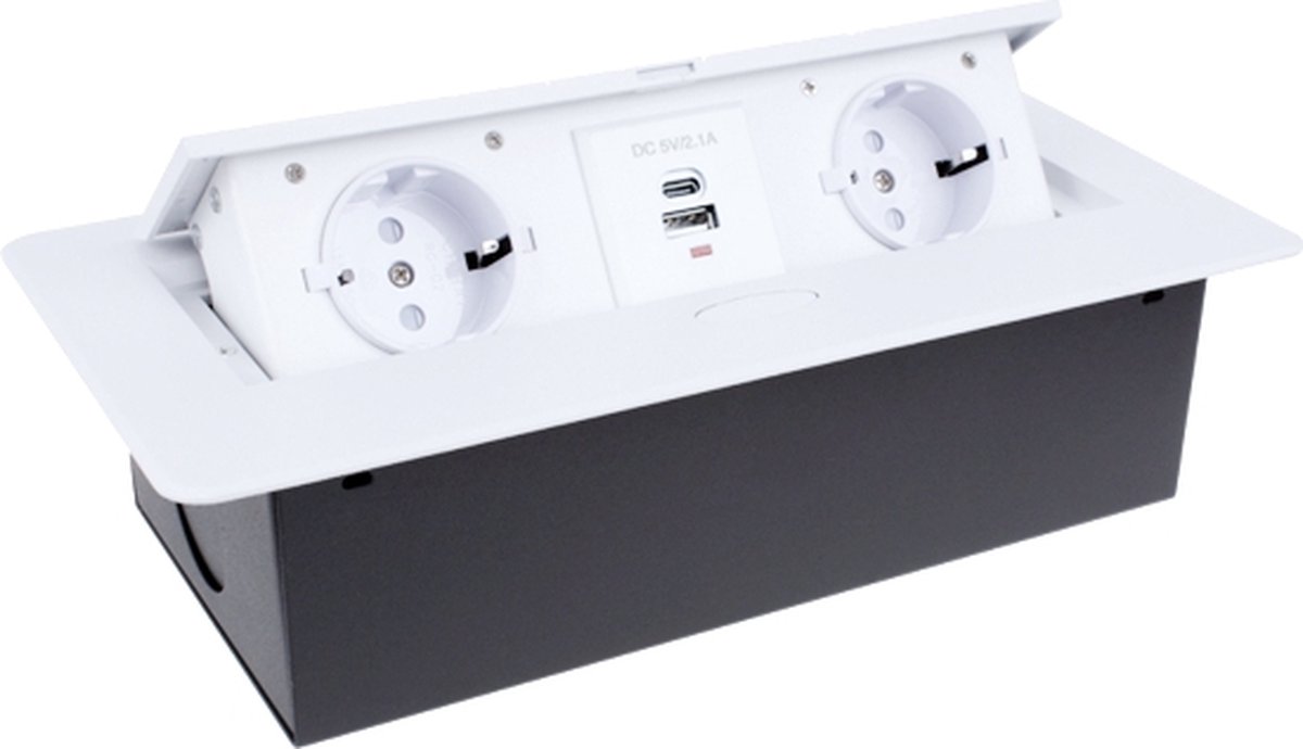 Bureau stekkerdoos met USB - Pop up stekkerblok met 2 stopcontacten, 1x ...