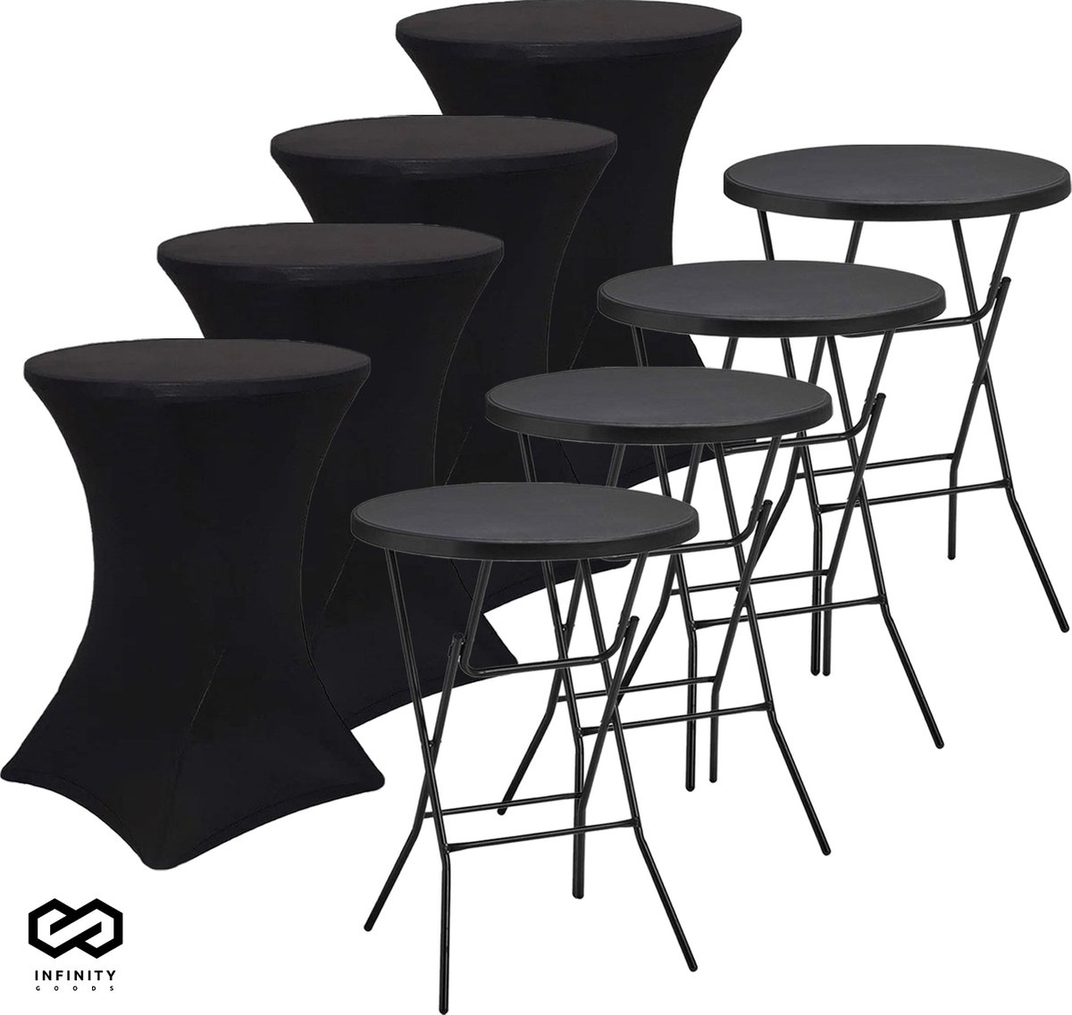 Infinity Goods 4x Stevige Statafel + 4x Zwarte Statafelrok - Partytafel - Robuust en... | bol