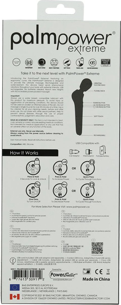 Palm Power - Extreme Wand Vibrator - Zwart | bol