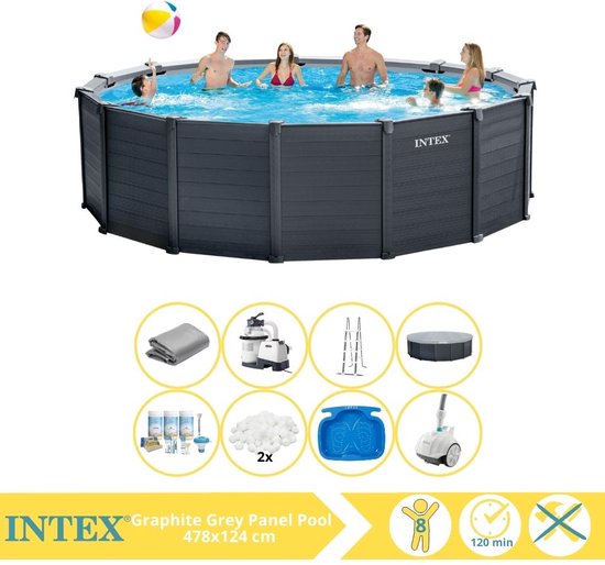 Intex Graphite Gray Panel Zwembad - Opzetzwembad - 478x124 cm ...