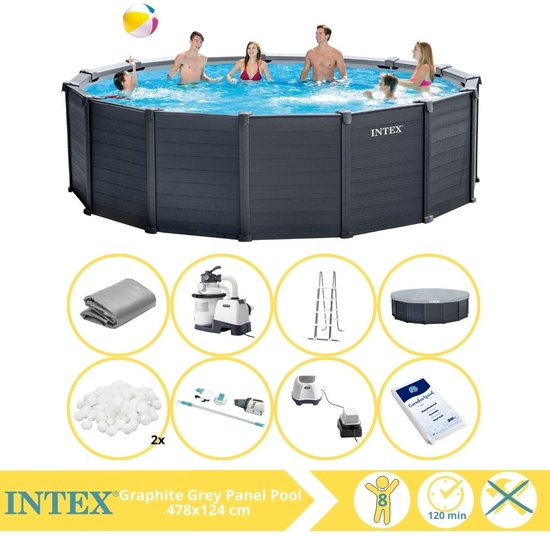 Intex Graphite Gray Panel Zwembad - Opzetzwembad - 478x124 cm ...