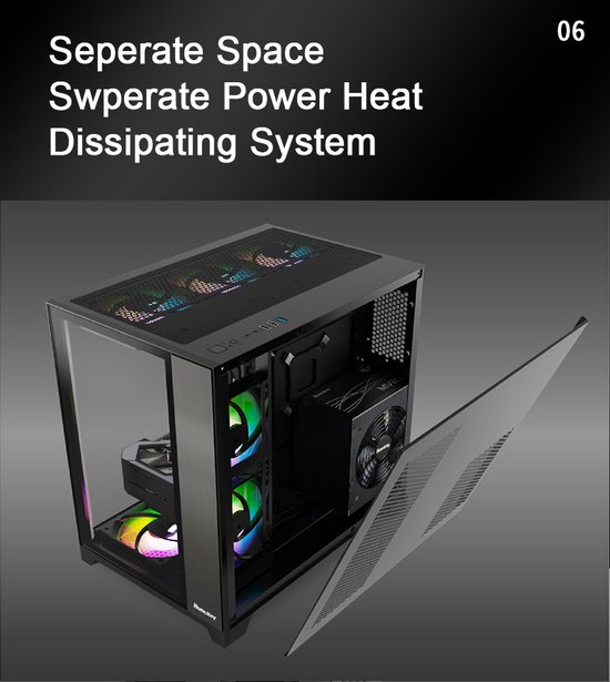 Sefaras ATX Gaming PC Computer Behuizing - RGB lichten - Paneel van ...