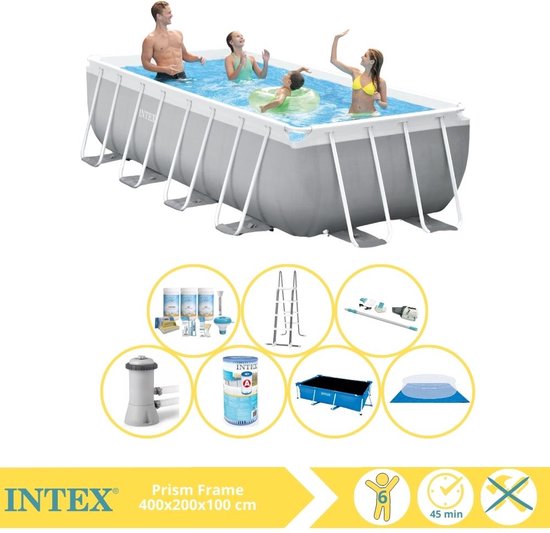 Intex Prism Frame Zwembad - Opzetzwembad - 400x200x100 cm - Inclusief ...