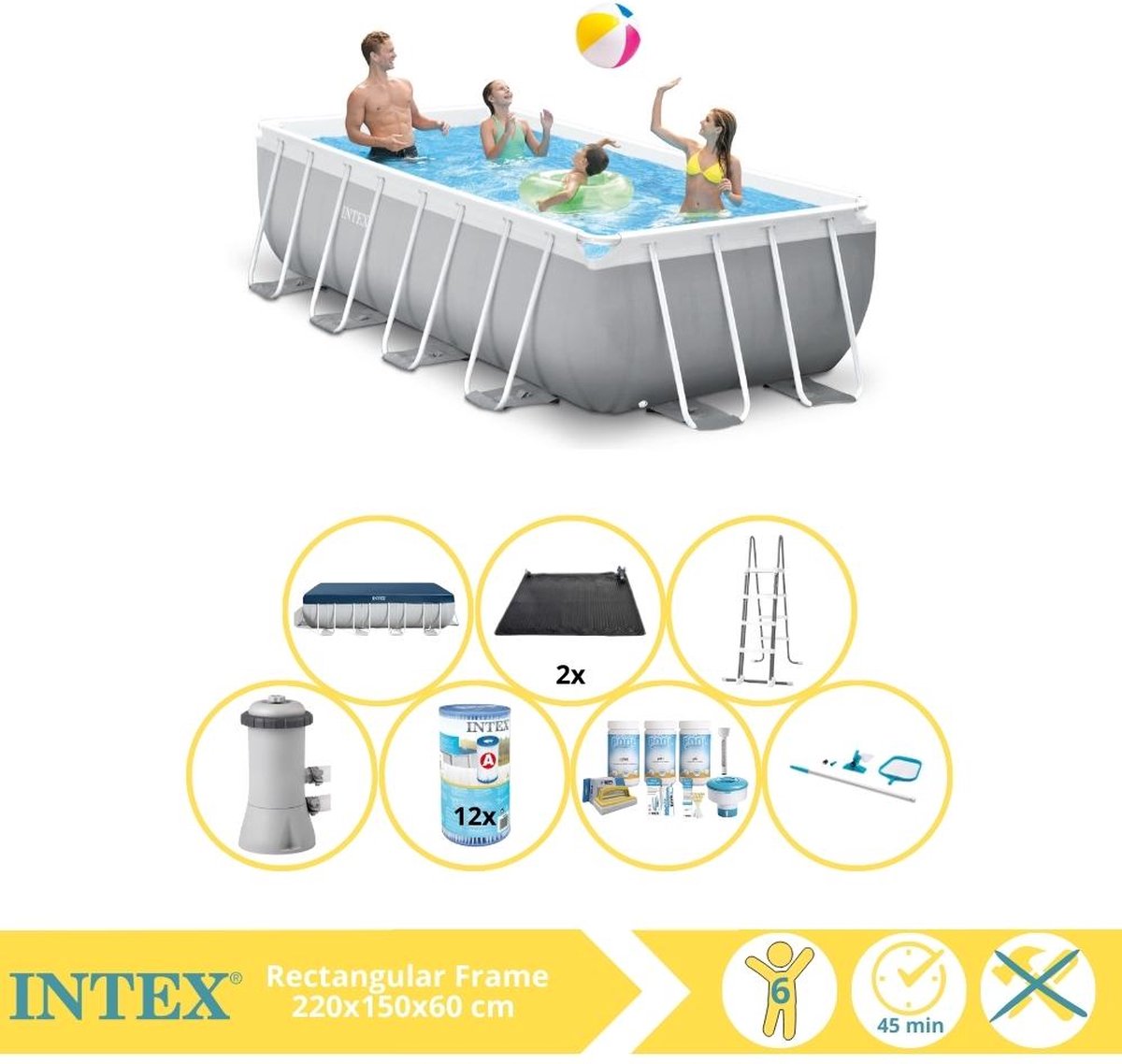 Intex Prism Frame Swimming Pool - Piscine hors sol - 400x200x100 cm - Y ...