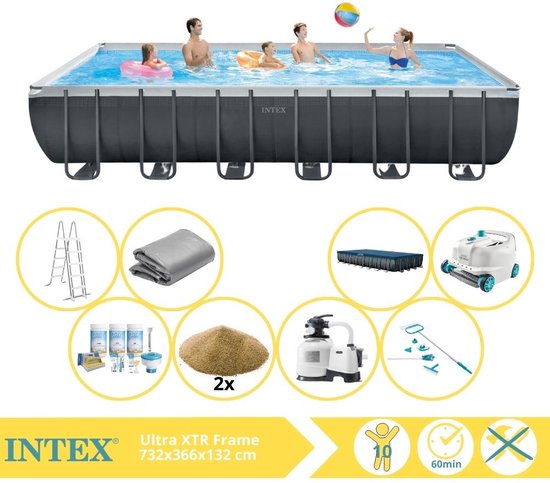 Intex Ultra XTR Frame Piscine - Piscine Hors Sol - 732x366x132 cm ...