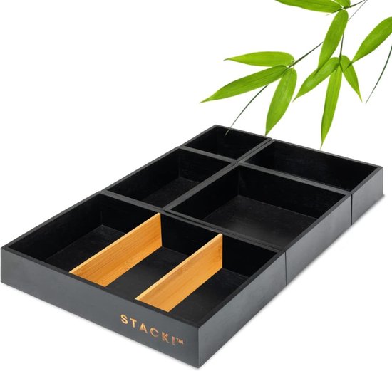 Stacki 6-delige bamboe lade-organizer antislip opbergdozen met ...