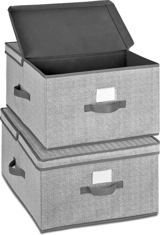 grote opbergbox met deksel 2x - extra grote opbergbox voor kleding & opbergen -... | bol.com