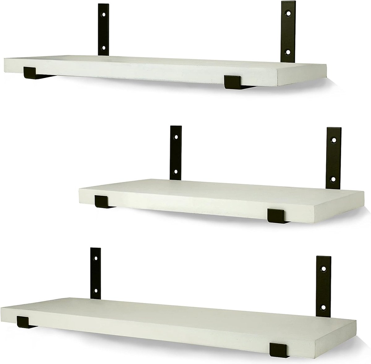 Set van 3 Houten Zwevende Wandplanken met Plankendragers | 42, 36 en 30 ...