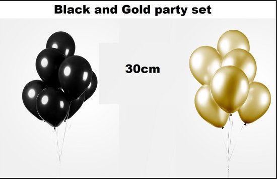 200x Luxe Ballonnen zwart/goud - Black and Gold party set - Festival ...