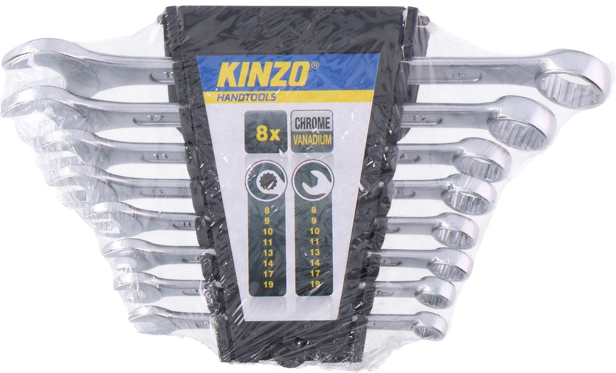 Kinzo Steeksleutelset 8 Stuks - Ringsleutels van 8 tot 19MM - Steeksleutels - Chroom... | bol.com