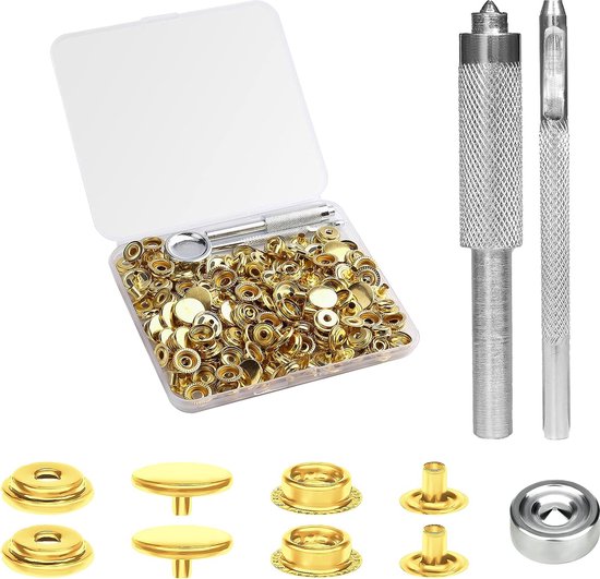 200Stuks Metalen Drukknopen, 15mm Leren Drukknopen Drukknopenset ...