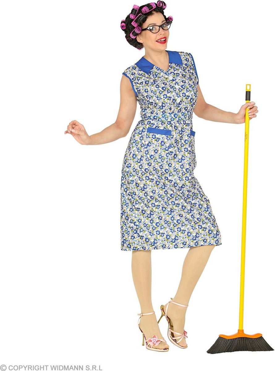 Widmann - Schoonmaker Kostuum - Poetsmevrouw Ma Flodder Kostuum - Blauw ...