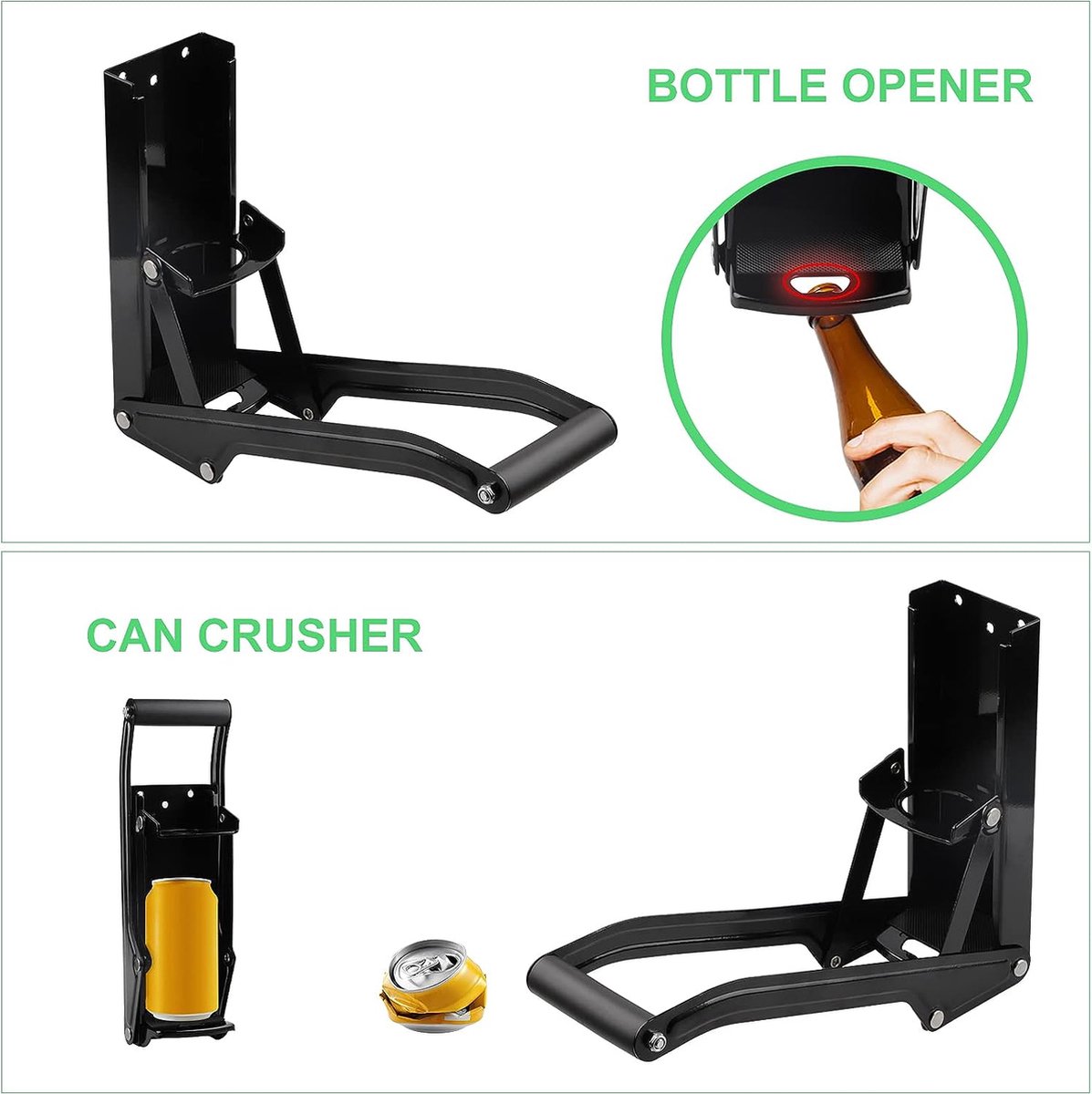 Blikkenpers met flesopener, 16 oz Crusher-Crush blikjes/blikbreker voor ...