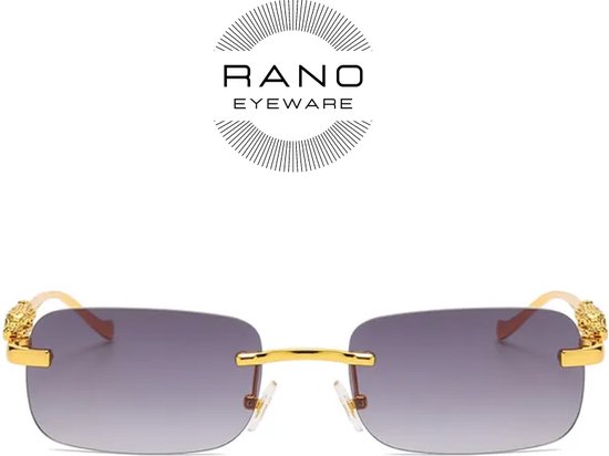 Gouden bril zonder sterkte - goud/ocean - randloos/zonnebril /UV400 ...