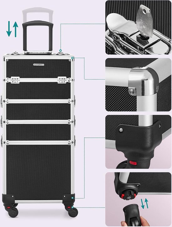 Zwarte Aluminium Make-Up Trolley Cosmetische Hoes - Schoonheidskoffer ...